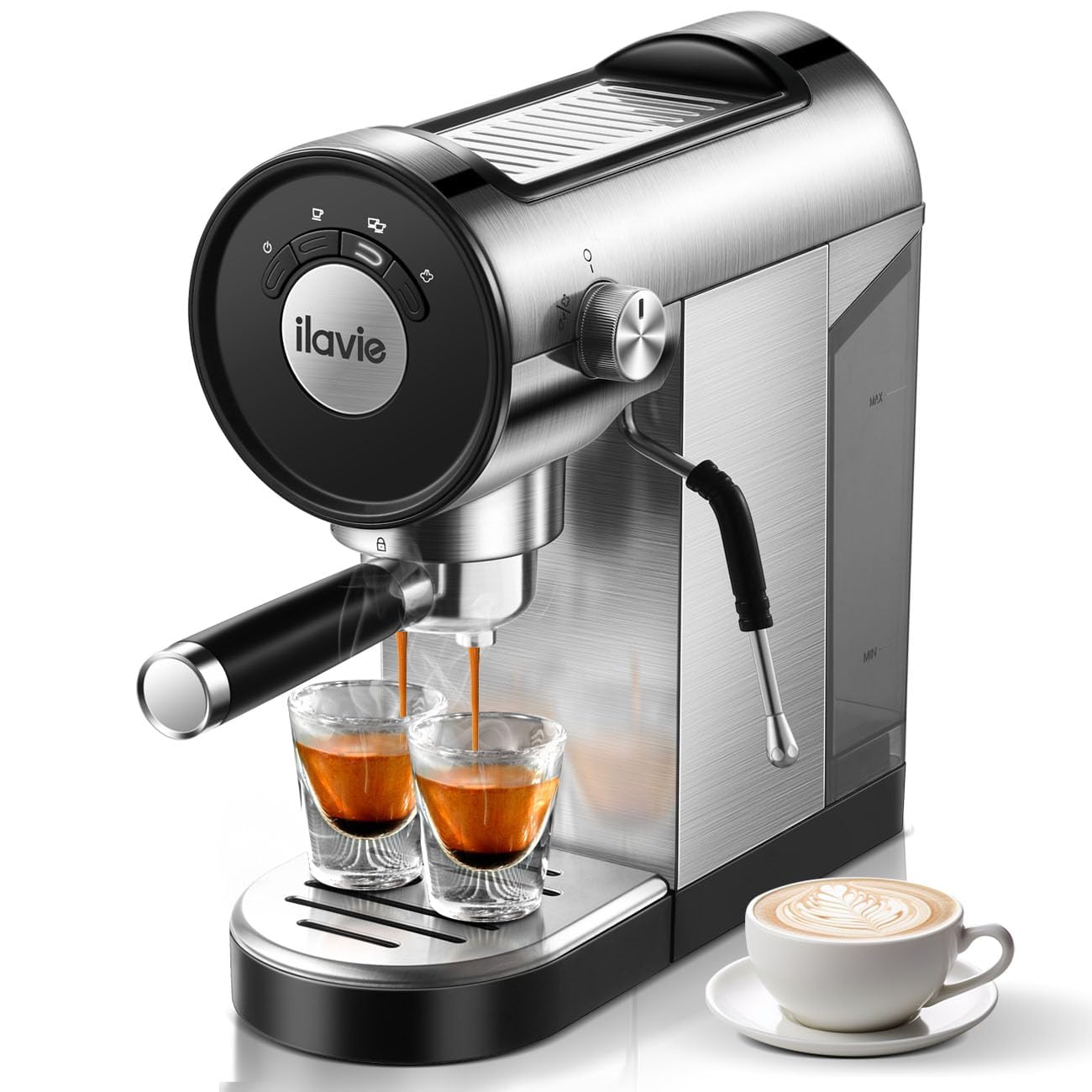 ILAVIE Espresso Coffee Machine,Espresso Machine with Milk Frother Steam ...