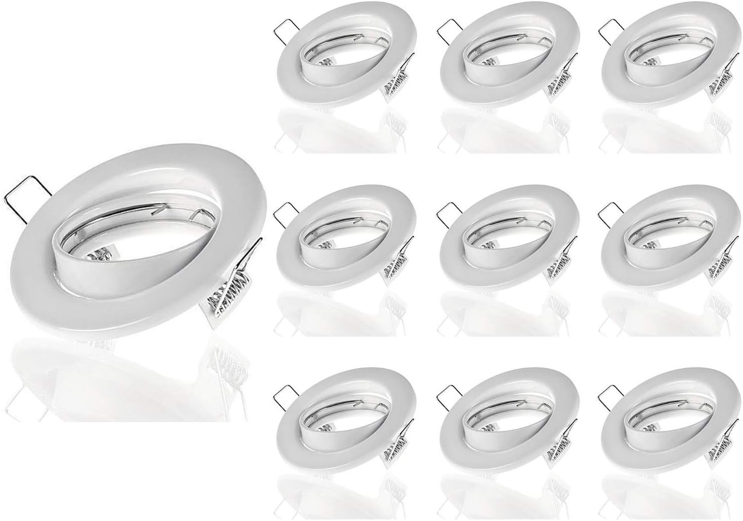 10 x White Round LED and Halogen Light Mounting Frame Pivotable ...