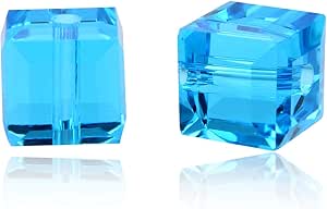Amazon.com: 24pcs Adabele Austrian 8mm Faceted Cube Crystal Beads Capri Blue Compatible with ...