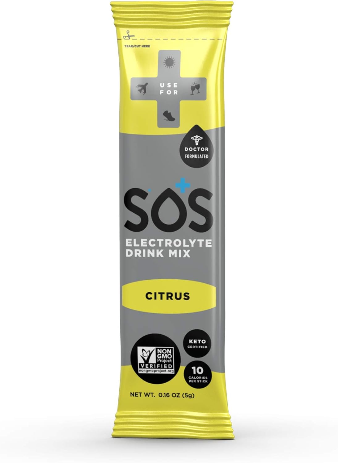 SOS Rehydrate Citrus Electrolyte Powder, Easy Open Packets, Supplement ...