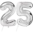 Amazon.com: xo, Fetti Number 25 Jumbo Silver Foil Balloons - 40" | Fun ...