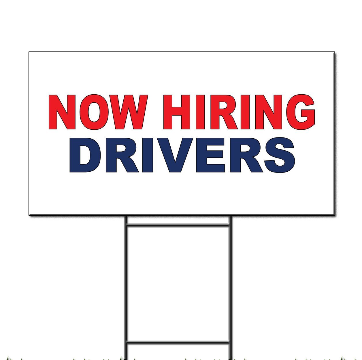 Amazon.com : Now Hiring Drivers Red Blue Corrugated Plastic Yard Sign ...