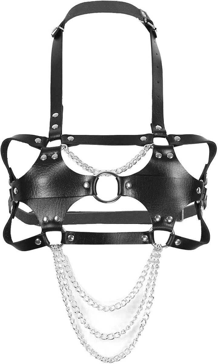 winying Damen Wetlook Ouvert BH Bra Lack Leder Brust Harness Körper ...