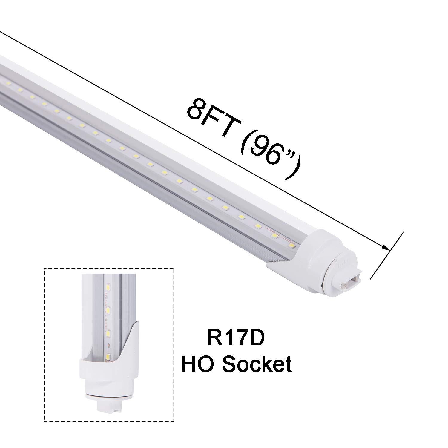 8ft R17D LED Tube Light, F96t12 HO 8 Foot Led Bulbs, 96 inches 8ft led Shop Light to Replace T8 ...