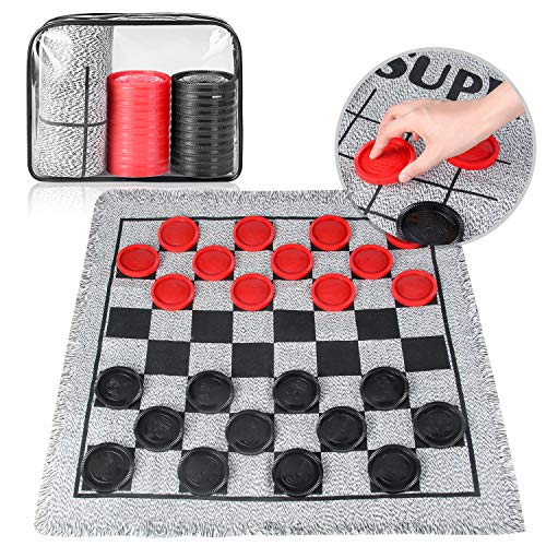 3 in 1 Giant Checkers Game Set,Tic Tac Toe Board for Kids with ...