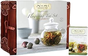 Numi Organic Flowering Tea Gift Set with Glass Teapot and 6 Flowering ...