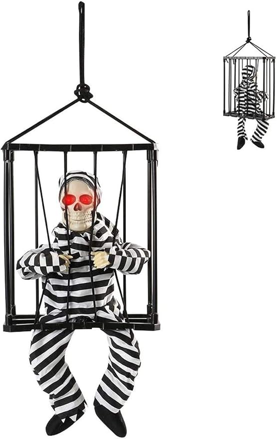 Halloween Cage Hanging Ghost Hanging Caged Animated Jail Prisoner ...