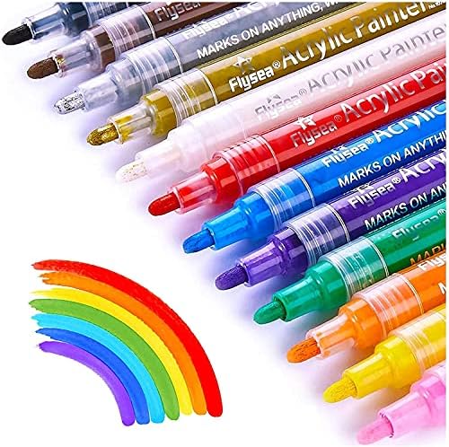 Arabest 12 Colors Marker Set,Paint Marker,Acrylic Paint Marker Pen ...