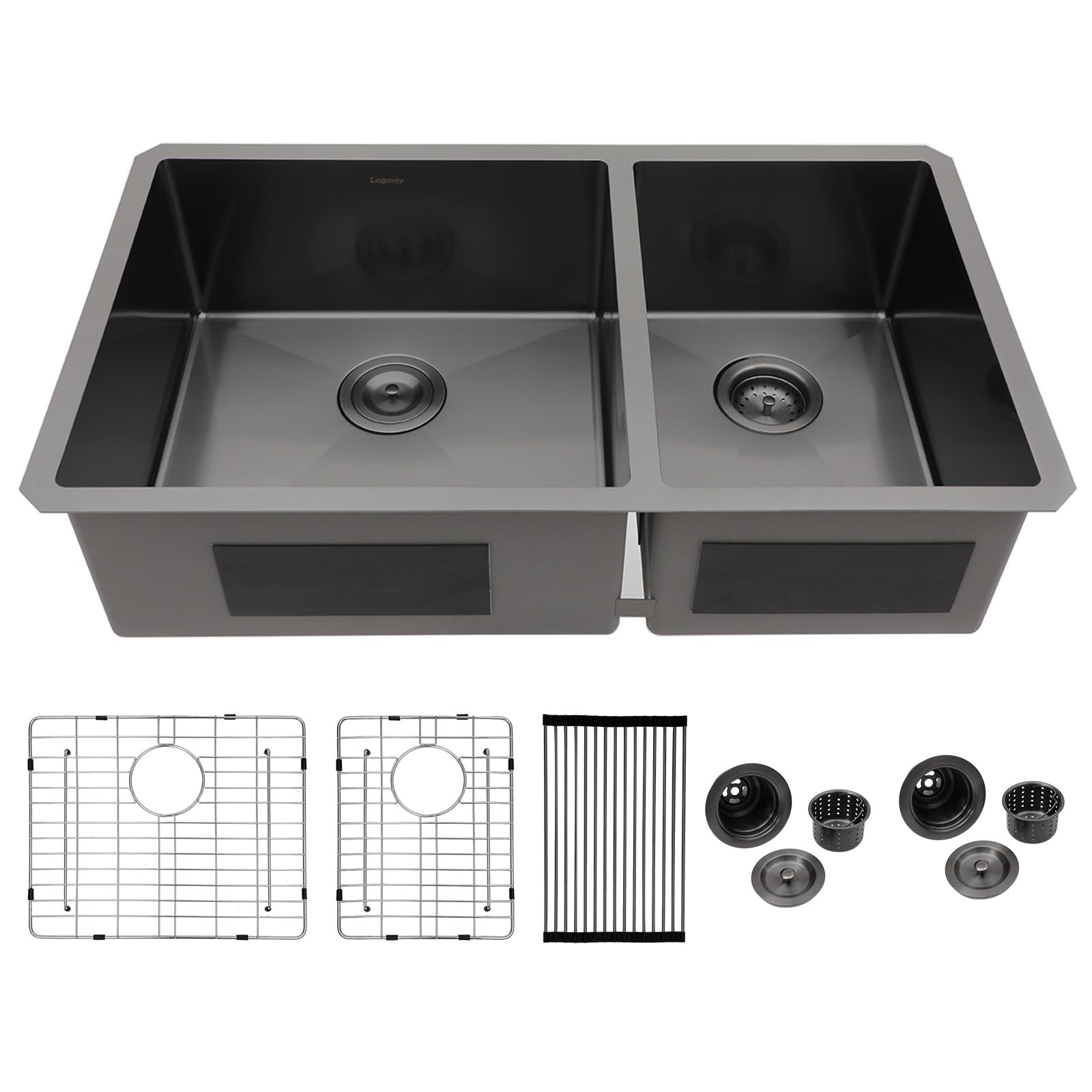 Logmey 33 Double Undermount Kitchen Sink - 33x19 Inch Bowl Kitchen Sink ...