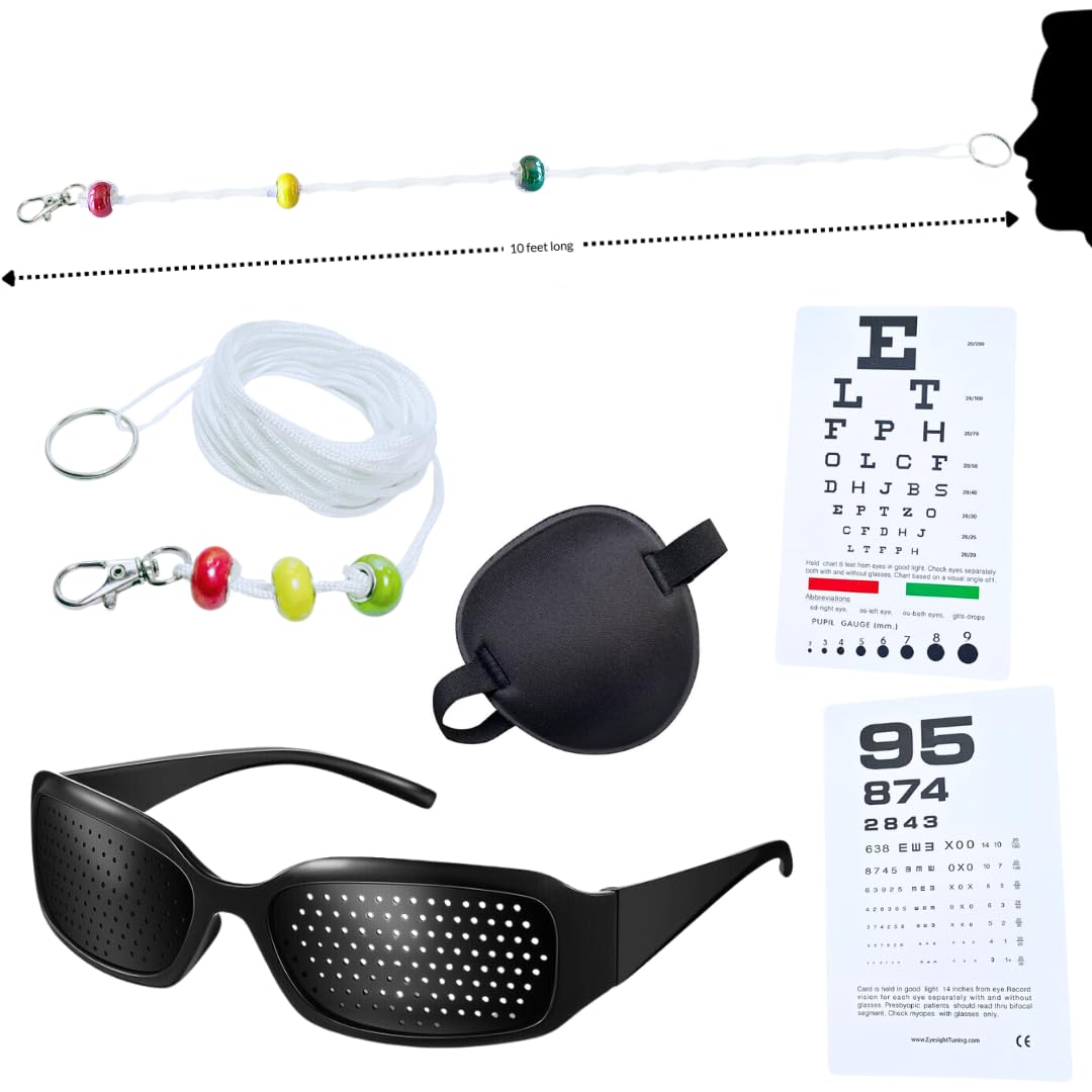 Brock Beaded String, Eye Chart & Eye Patch - 10 Foot String with 3 ...