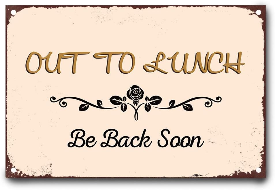 wendana Out to Lunch Be Back Soon Metal Signs Vintage Wall Plaque 8"x12 ...