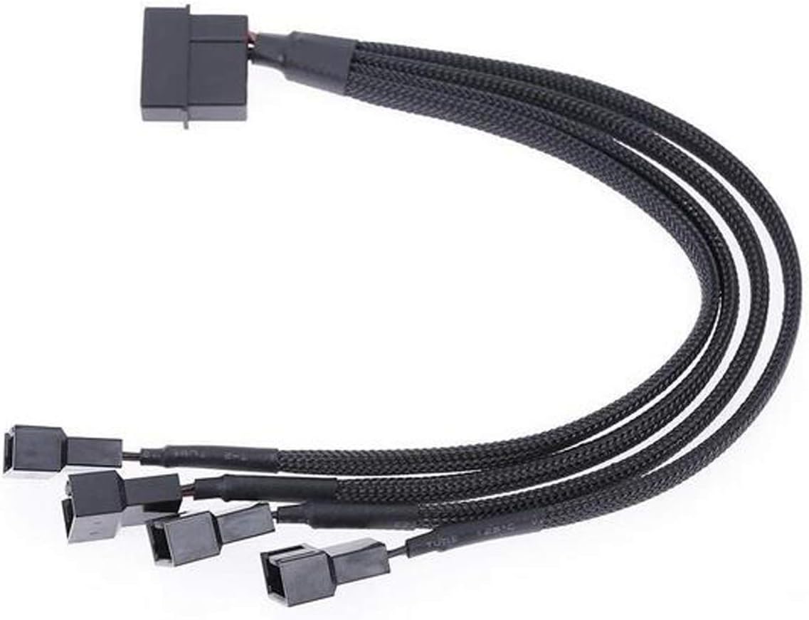 4-Pin Molex to 4 x 3/4-Pin PC Case Fan Sleeved Adapter Cable, 3-Pin or ...