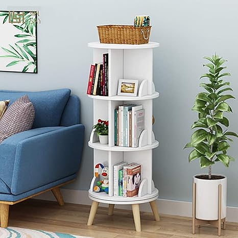 Rotating Storage Shelves, Creative 360° Revolving Bookshelf, Modern ...