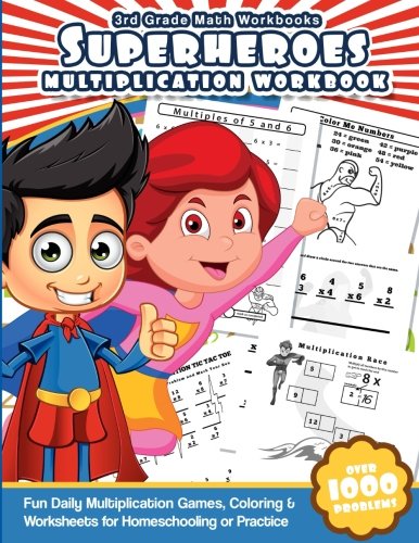 3rd Grade Math Workbooks Superheroes Multiplication Workbook: Fun Daily ...