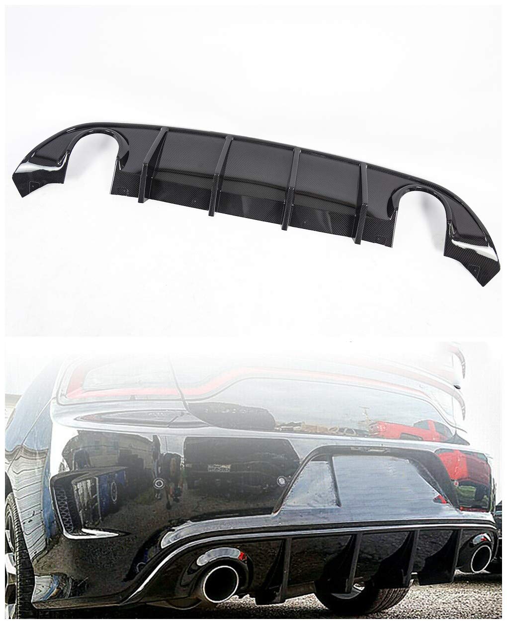 Valances NO7RUBAN Rear Bumper Diffuser Fits 2015-2019 Dodge Charger SRT ...