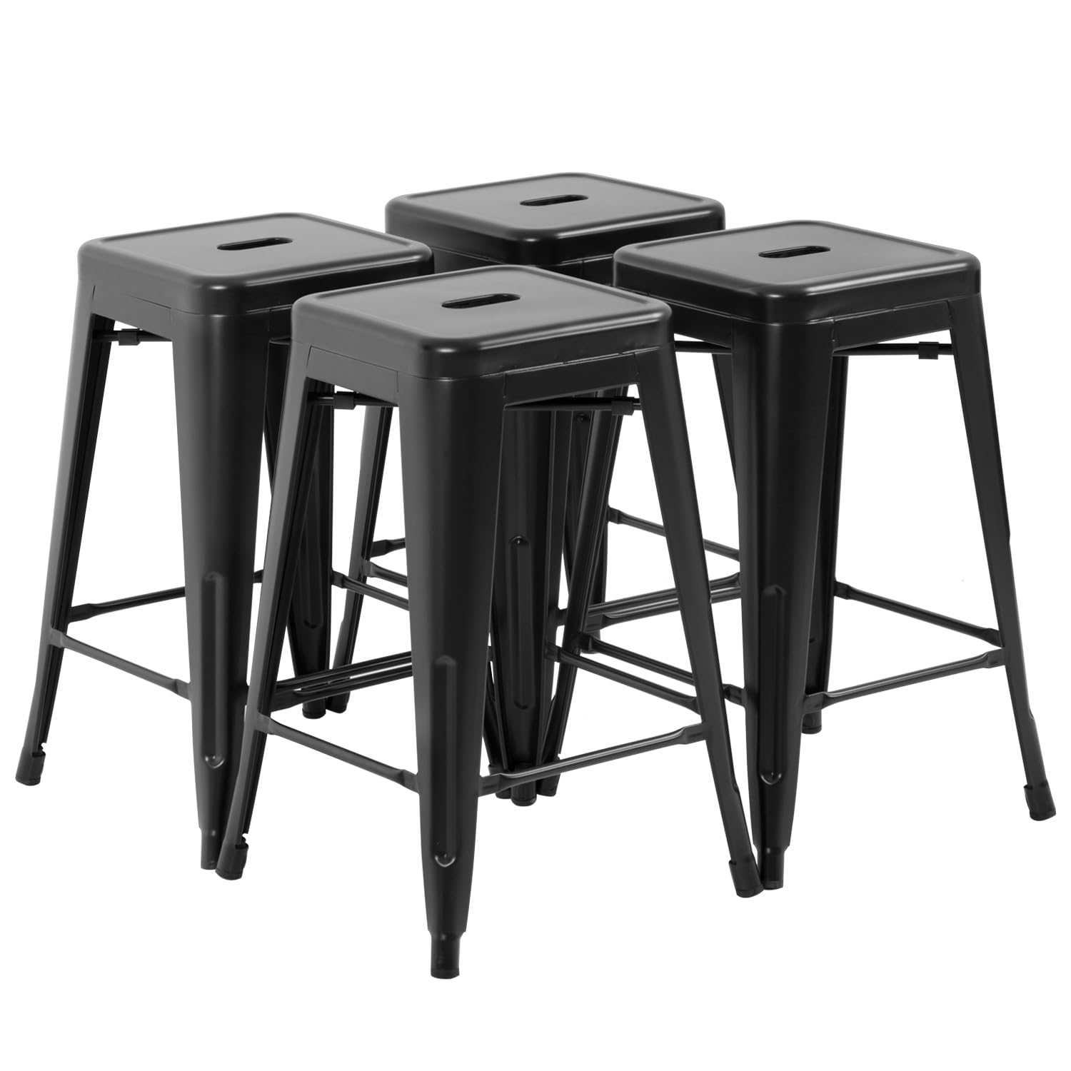 FDW Metal Bar Stools Set of 4 Counter Height Bar Stools 24 Inches ...