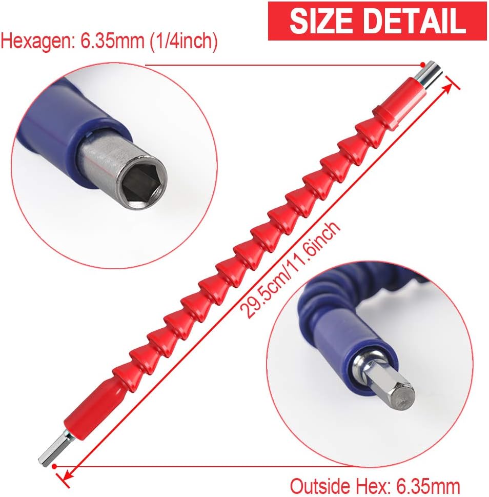 5 Pack Flexible Drill Bit Extension Screwdriver Soft Shafts 295mm ...