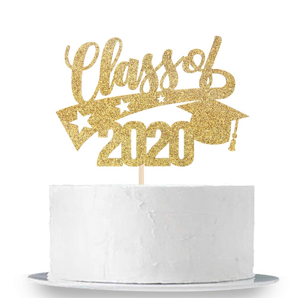 Buy Class of 2020 Cake Topper with Stars Gold Glitter Congrats Grad ...