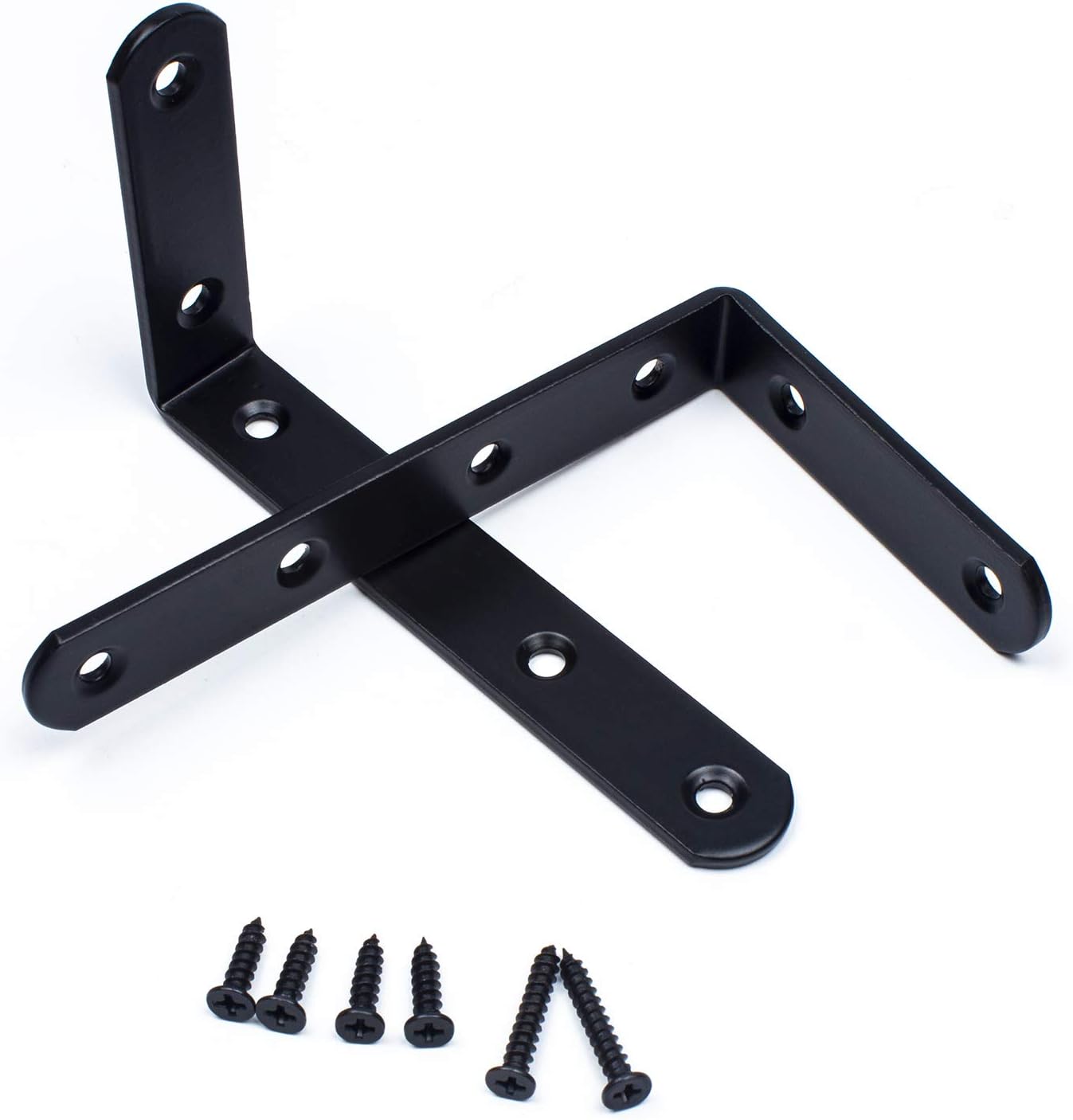 hdauk 4 Pcs Wall Mounted Shelve Brackets, Black Metal Wall Support L ...