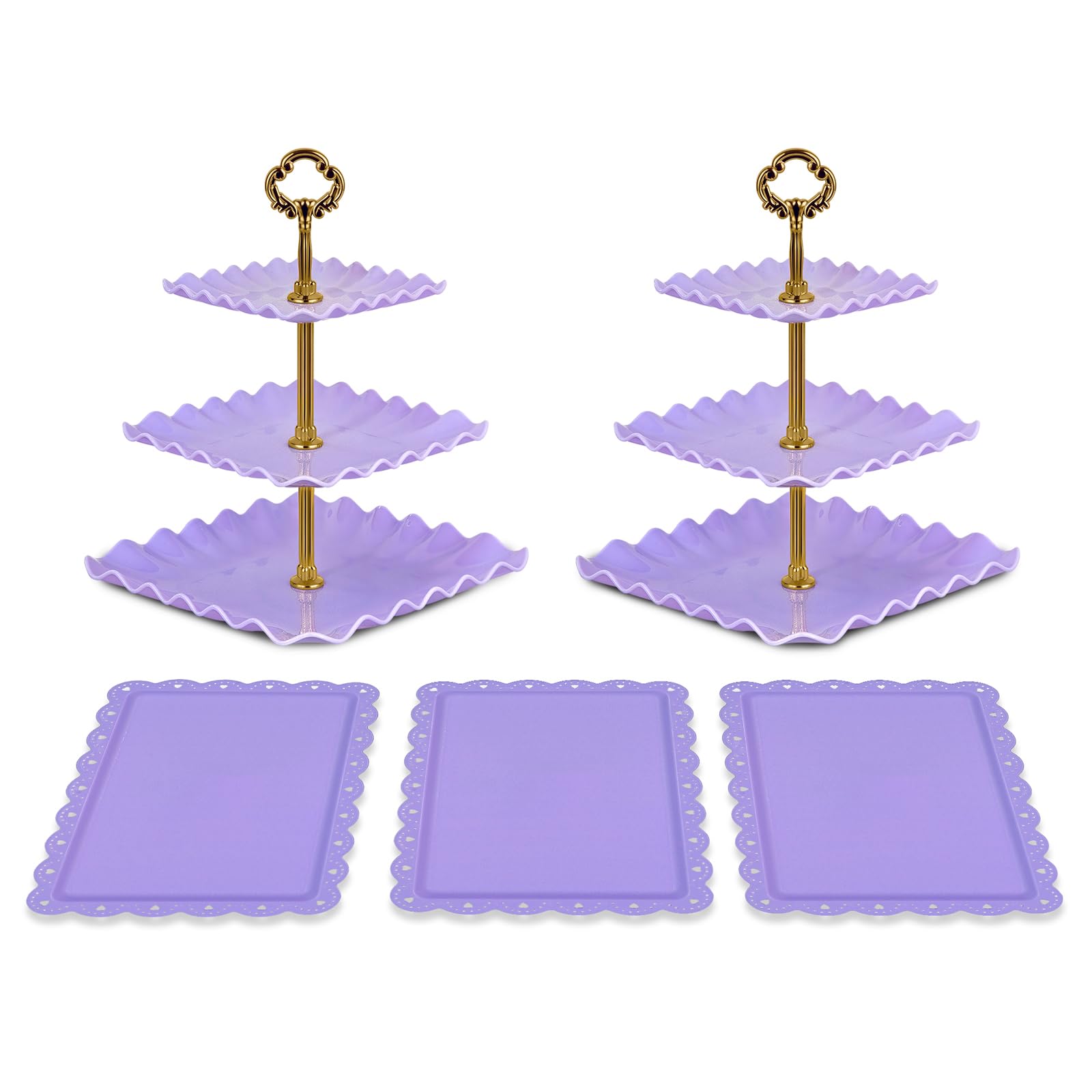 Nwk 5 Piece Cake Stand Set With 2 X Large 3 Tier Cupcake Stands 3 X