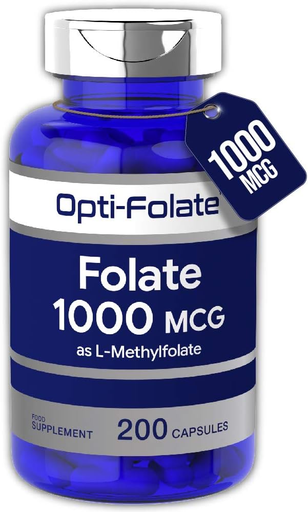 Folate (L-Methylfolate) 1000mcg | 200 Capsules | 5-MTHF Active Form of ...
