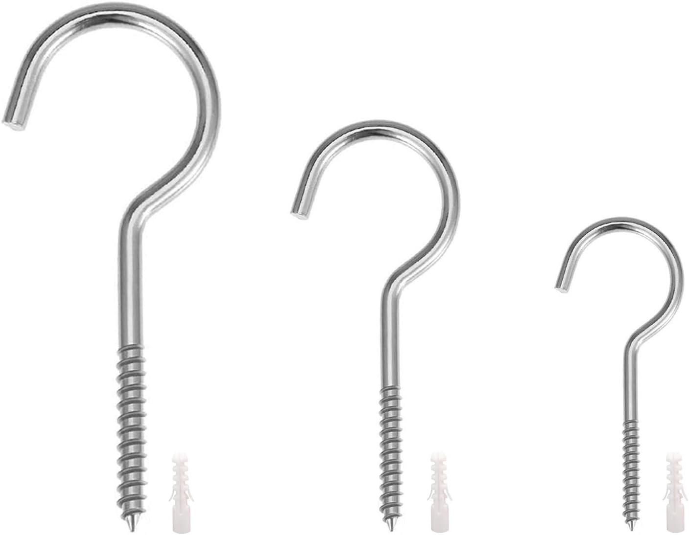 30 Pieces (10×3 Sizes) Screw Hooks, Johiux Ceiling Hooks Stainless ...