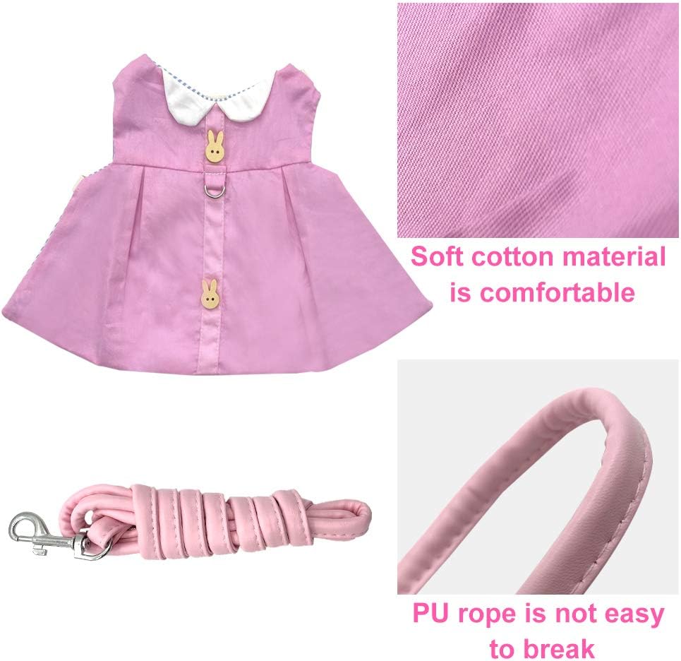 Rabbit Harness and Lead Set Cute Pink Bunny Harness Soft Cotton Anti ...