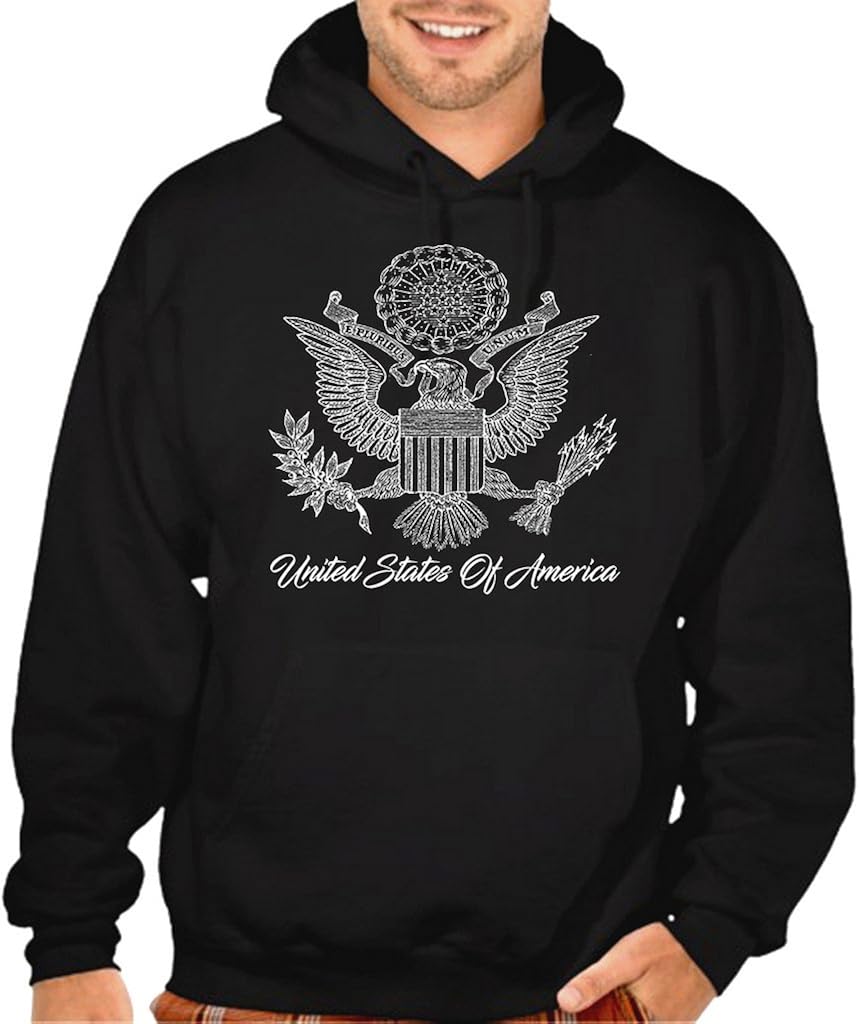 United States of America Seal Men's Black Pullover Hoodie Sweater Black ...