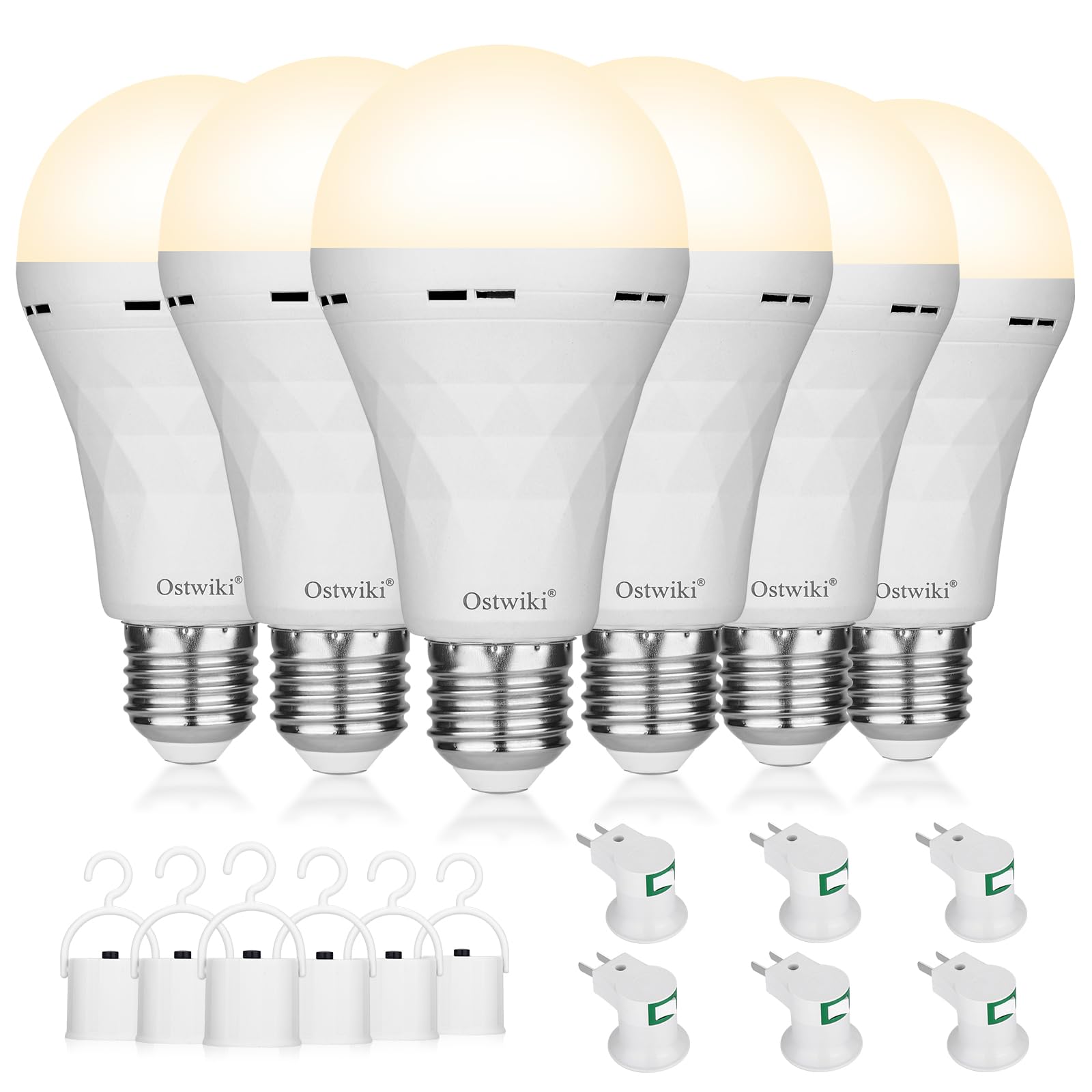 Ostwiki Rechargeable Light Bulbs 6 Pack Emergency Light Bulbs for Power ...
