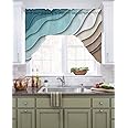 Amazon.com: Ombre Stripes Turquoise Brown Curtain Valance for Window ...