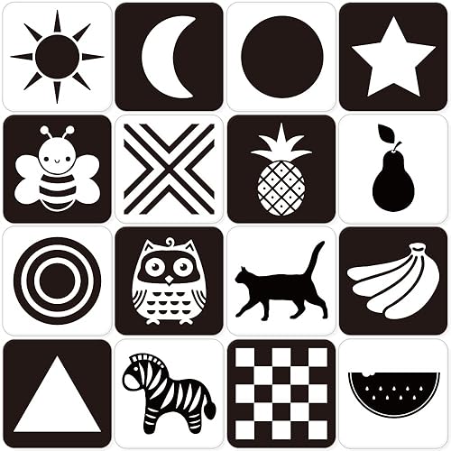 Black and White Flash Card for Baby 24 Cards 48 Pages 5.4'' x 5.4 ...
