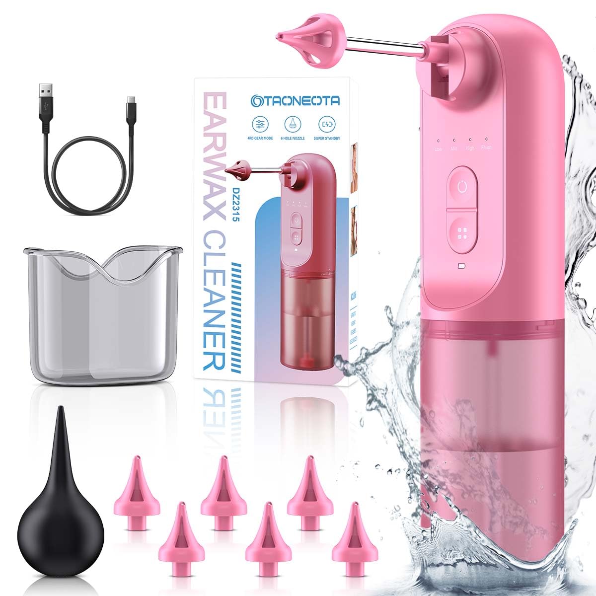 Ear Wax Removal,Water Powered Ear Cleaner with 4 Pressure Settings ...