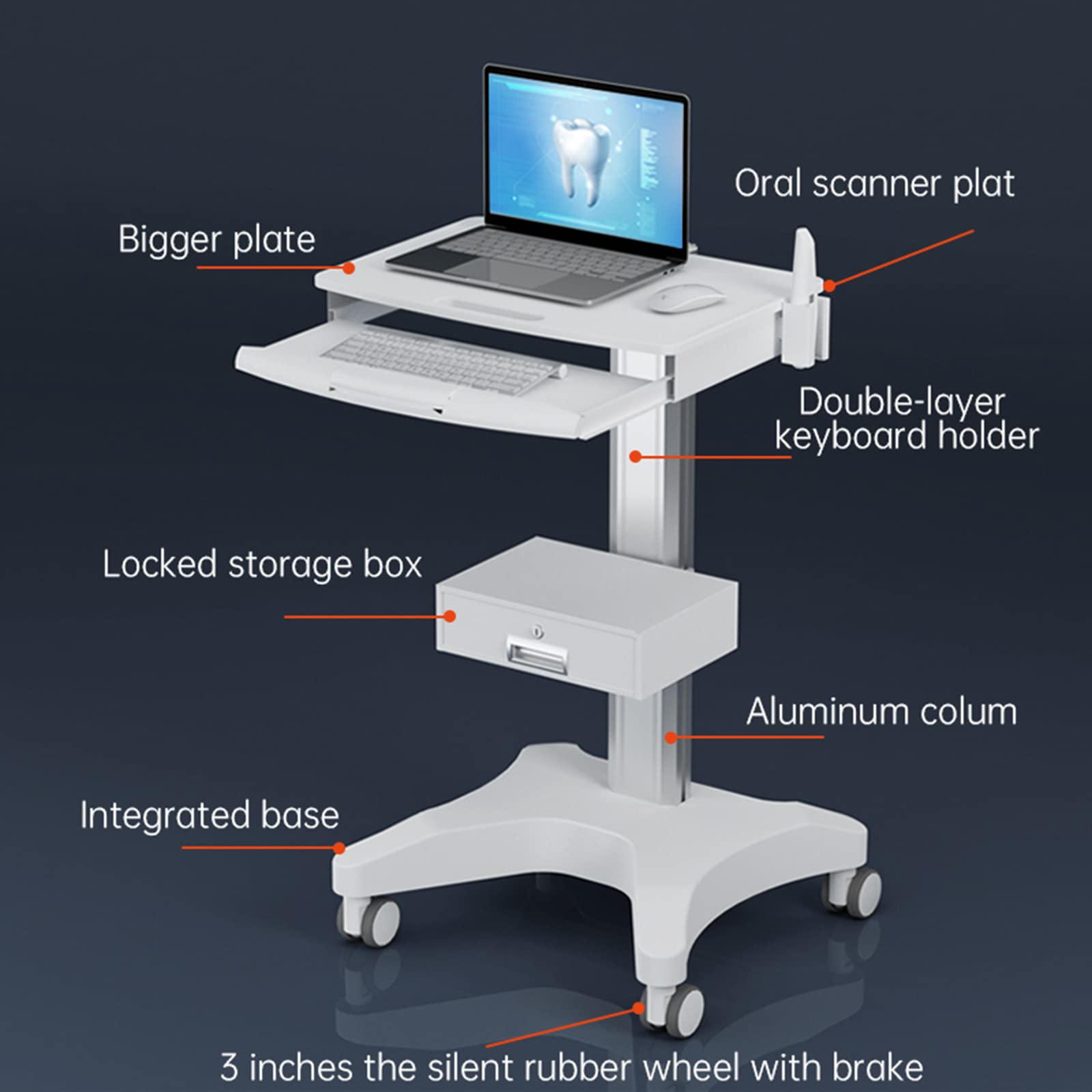 Mua Medical Trolley with Laptop Pallet and Oral Scanner Holder, Dental ...