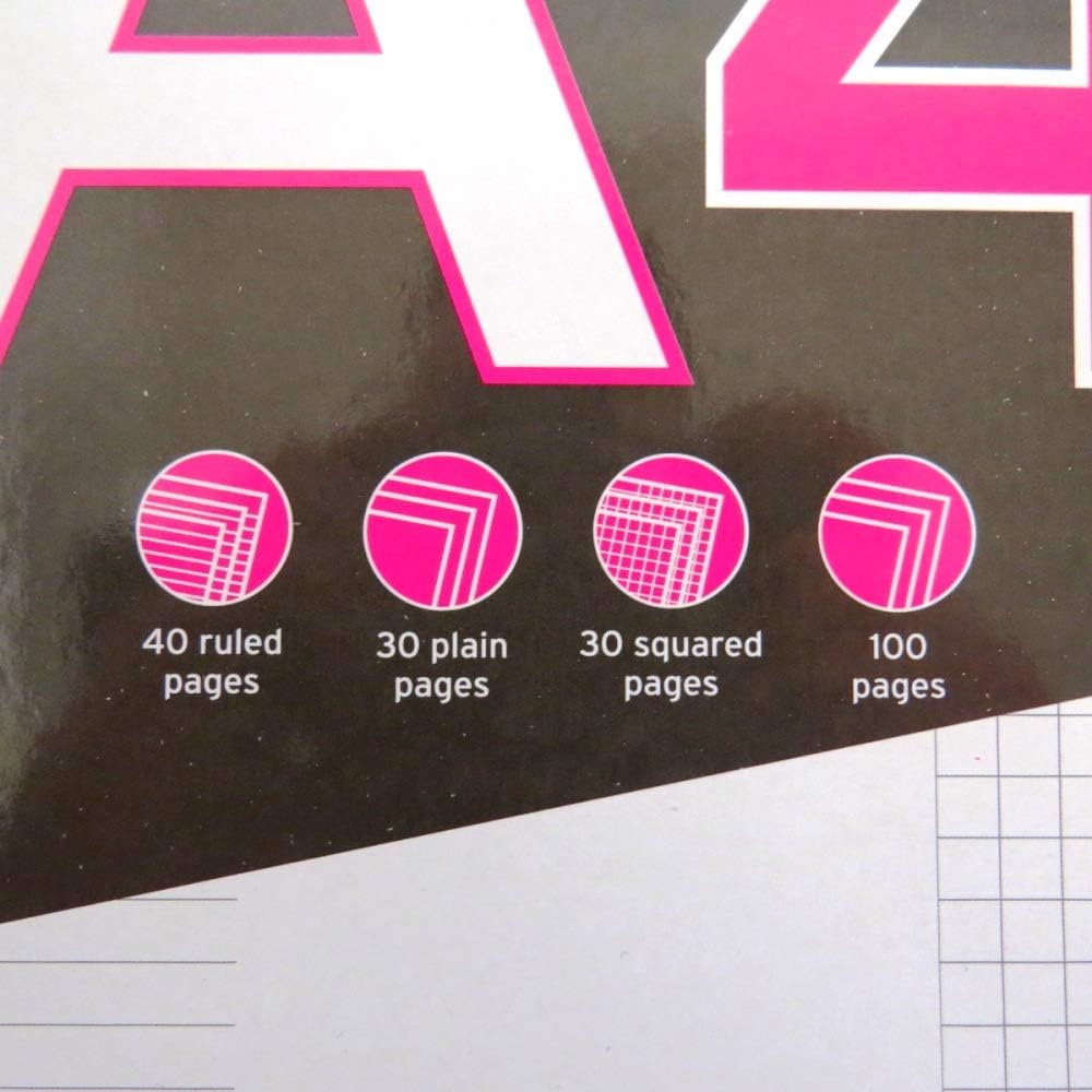 A4 Combination Notepad, Plain, Ruled and 5mm Graph Paper, 100 Pages ...