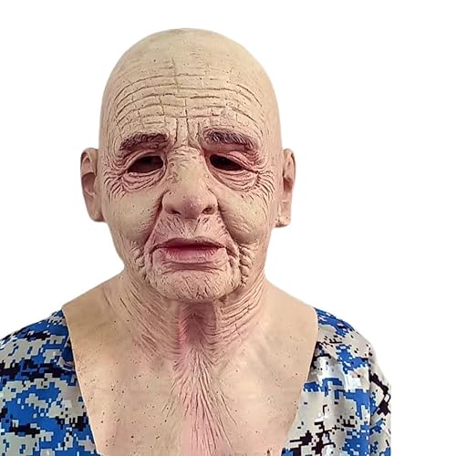 Old Man Mask Realistic Bald Man Mask Woman Mask Wrinkle Full Head Mask ...