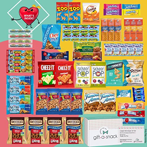 Gift A Snack - Snack Box Variety Pack Care Package + Greeting Card (60 ...