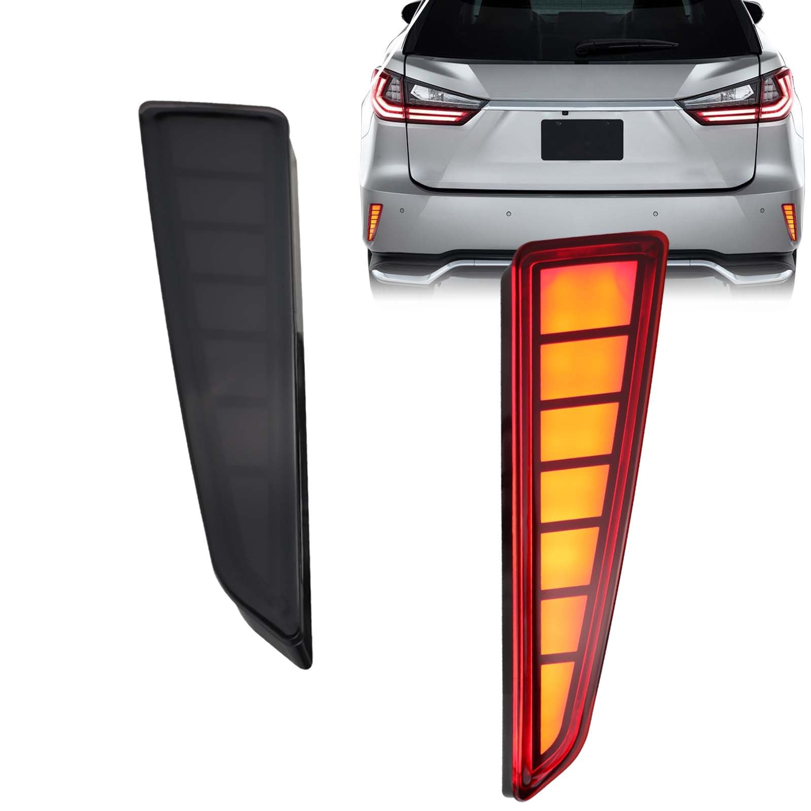 GEEGEETOP Full LED Lens LED Rear Reflector Bumper Fog Light Compatible ...