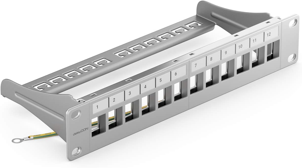 deleyCON 12 Port Patch Panel Modular for Keystone Modules 1U 10 Inches ...