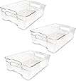 3 Pack Fridge Storage Trays - Stackable Fridge Organiser Trays with ...