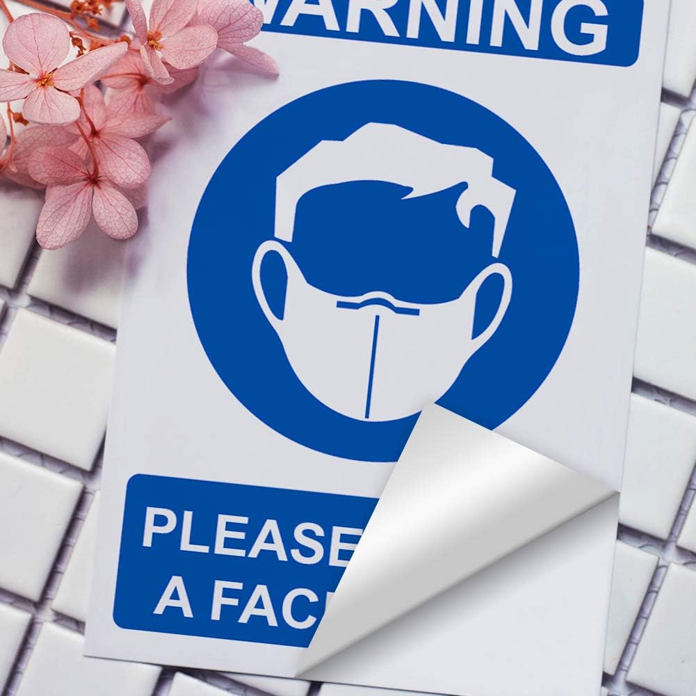 10 Pcs Blue ‘Please Wear A Mask Signs’ Sticker,200mm X 300mm A4 Self ...