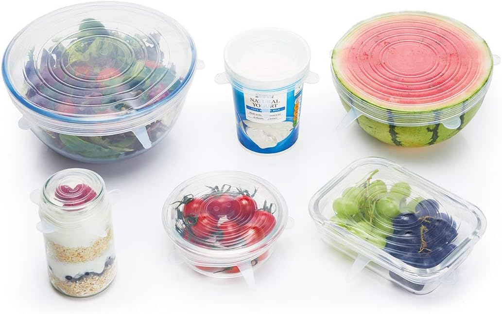 KitchenCraft Easy Stretch Silicone Lids/Food Covers/Jar Opener Grips ...