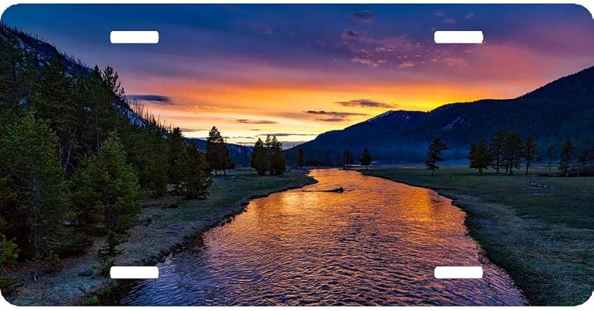 Yellowstone National Park Sunset Personalized Aluminum License Plate ...