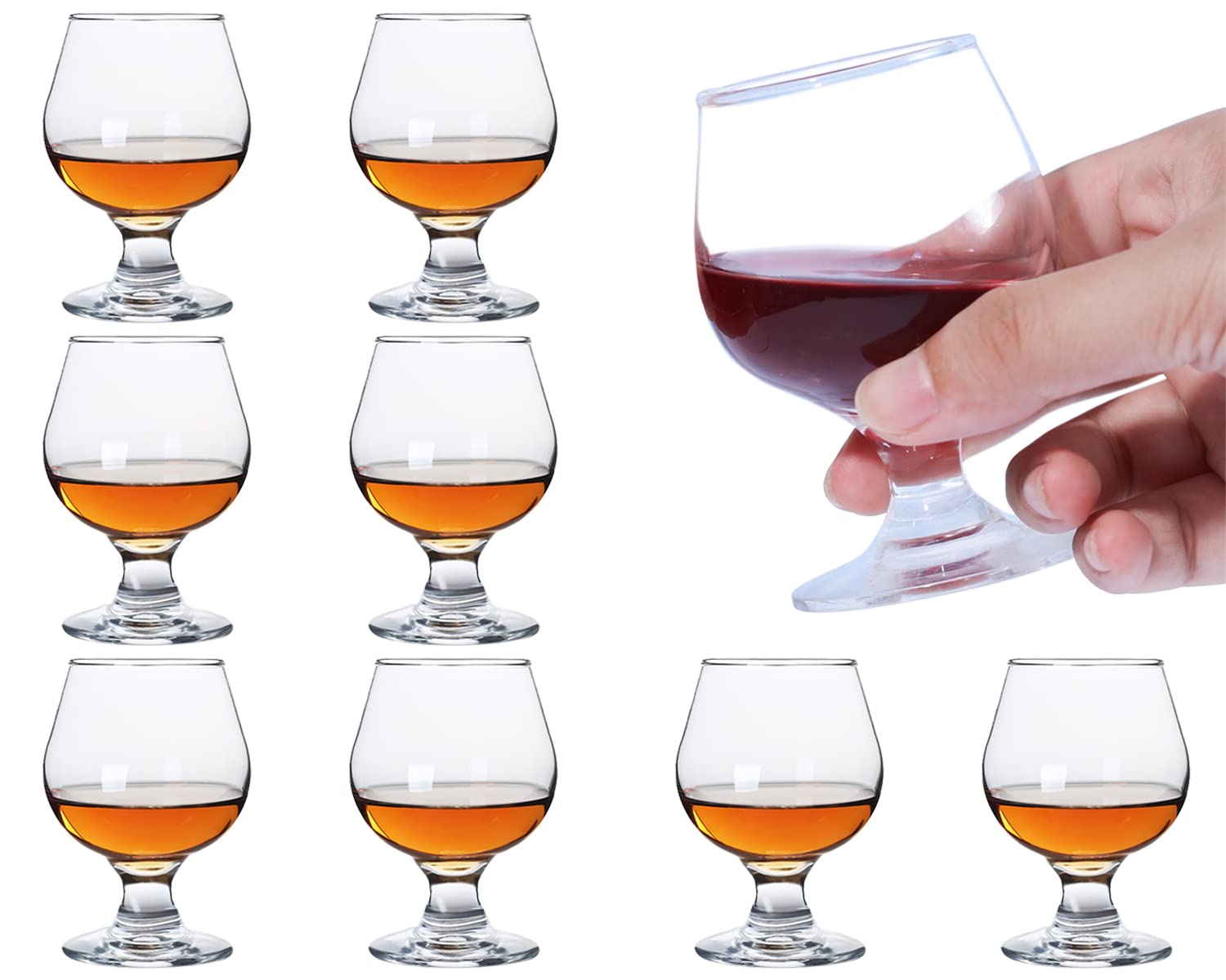 Glsairy Cute Shot Glasses Small Brandy Snifters Set of 8 | Cognac ...