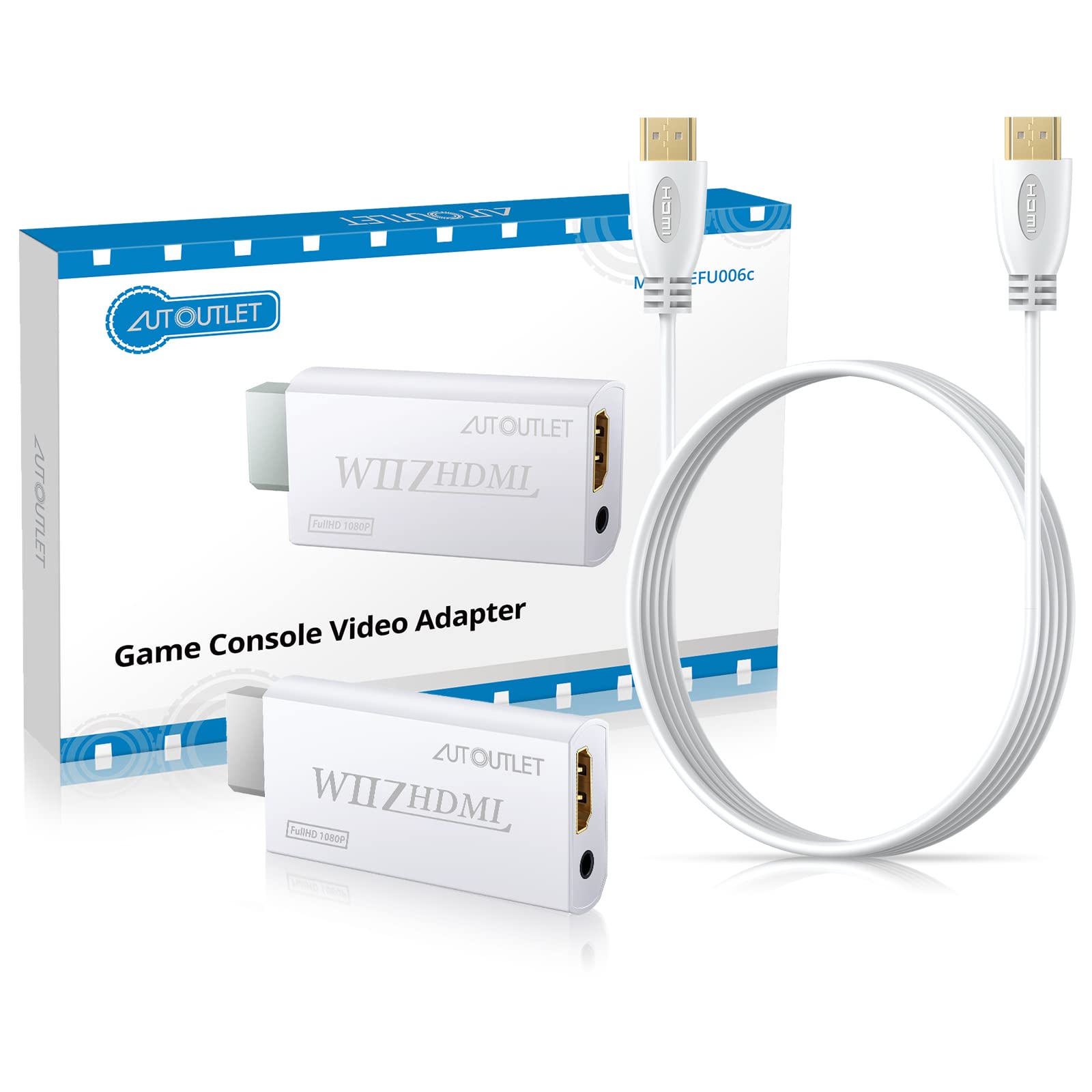 AUTOUTLET Wii to HDMI Converter 1080P with 1.5m High Speed HDMI Cable ...