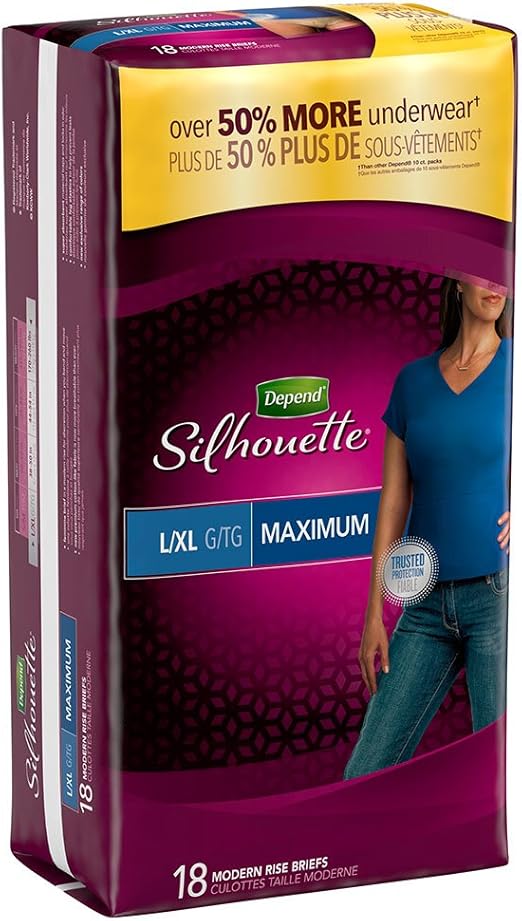 Amazon.com: Depend Silhouette for Women Briefs, Large/XL, 18: Health ...