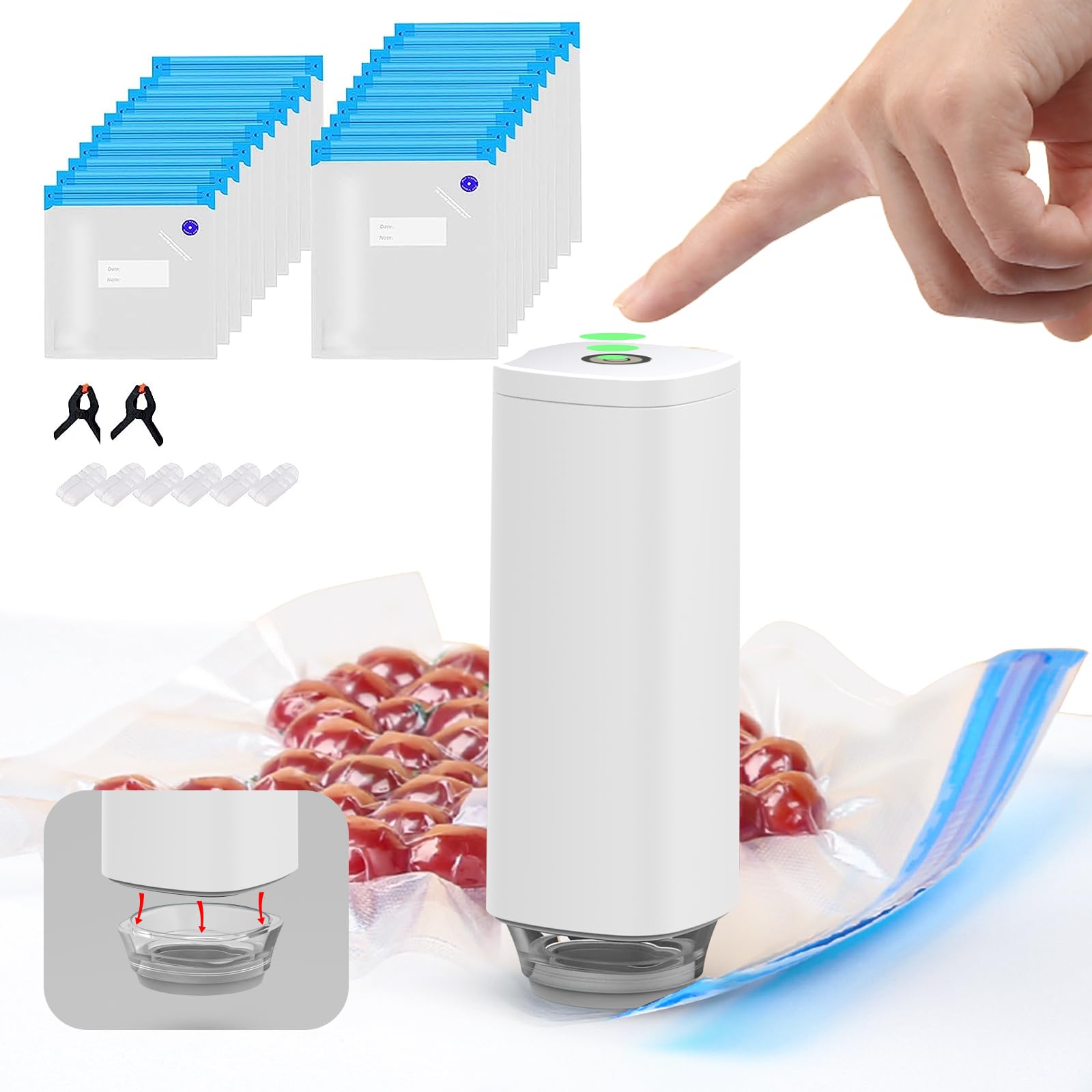 Domsanistor Sous Vide Bags & Electric Mini Vacuum Sealer Machine ...
