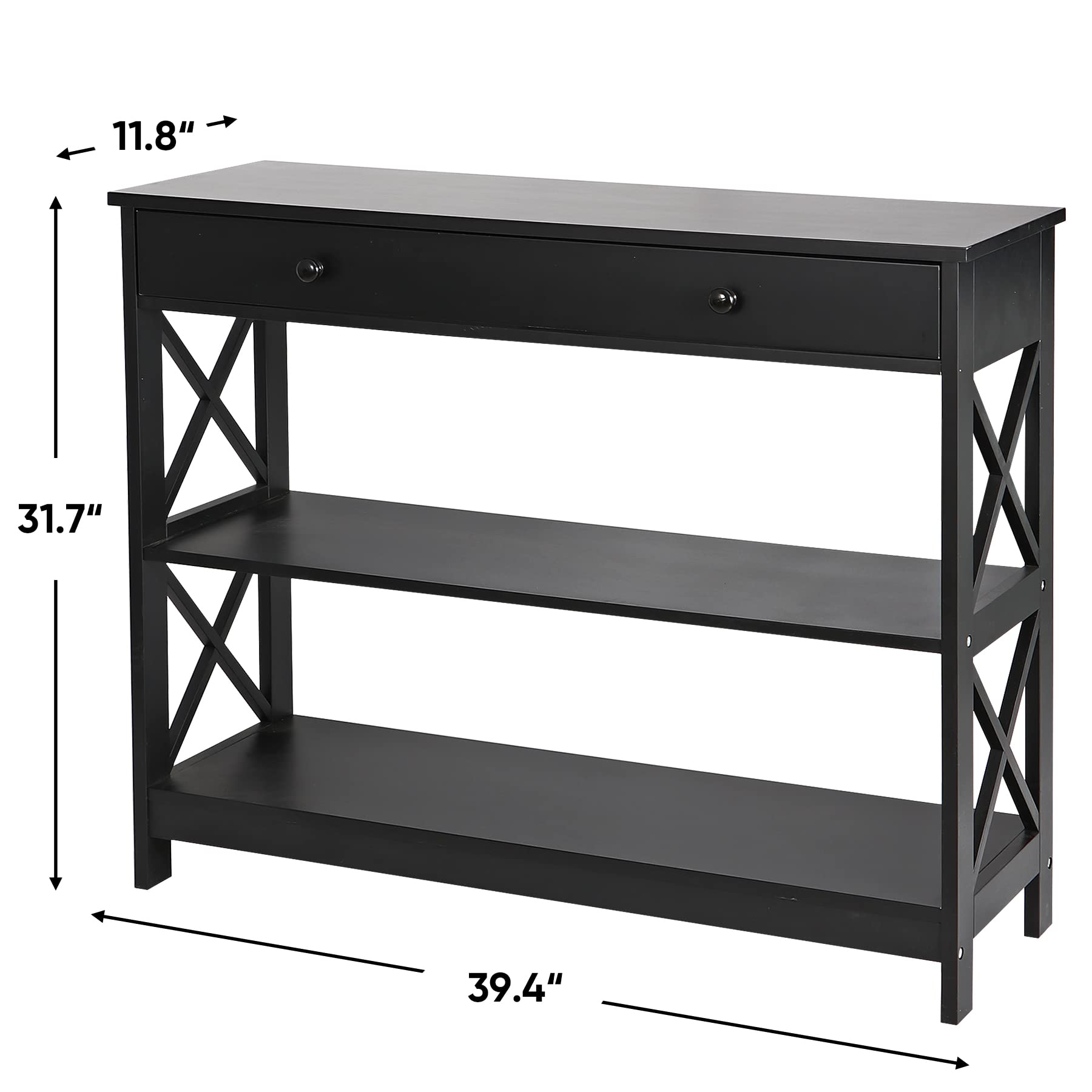 Mua SUPER DEAL Wood Console Table 3 Tier Sofa Table with Drawer and ...