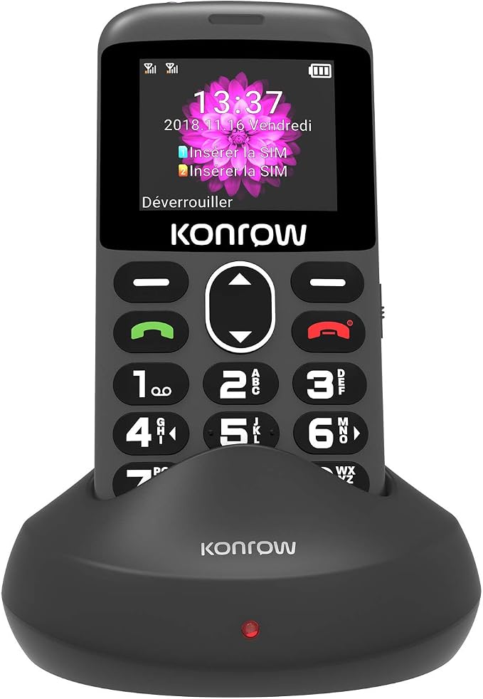 Konrow Senior, Téléphone Portable Senior, GSM 2G avec clavier grosses ...