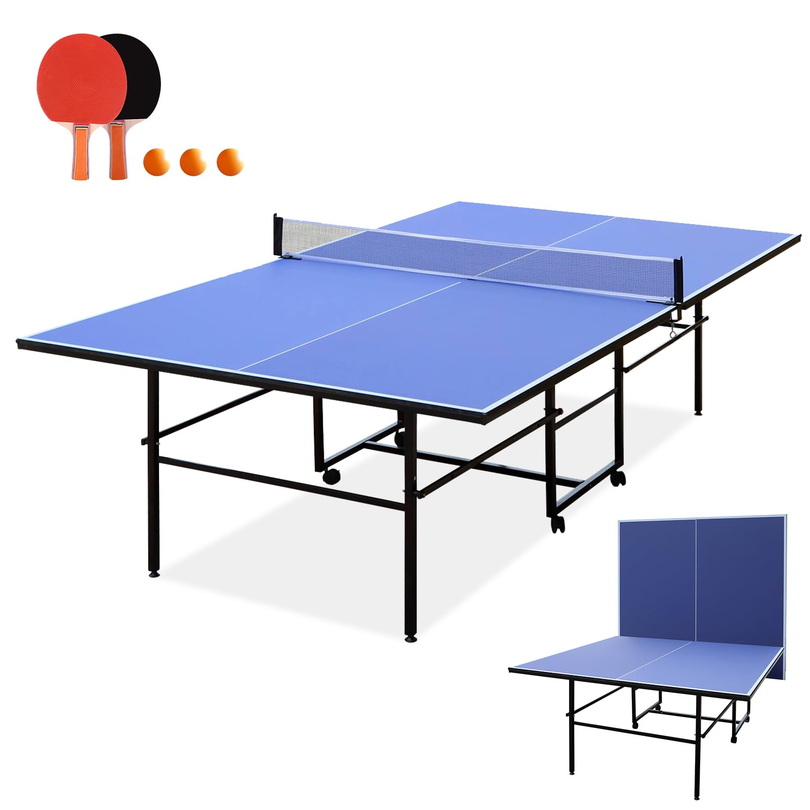 Zevemomo Portable Table Tennis Table Set, 9FT Folding Ping Pong Game ...