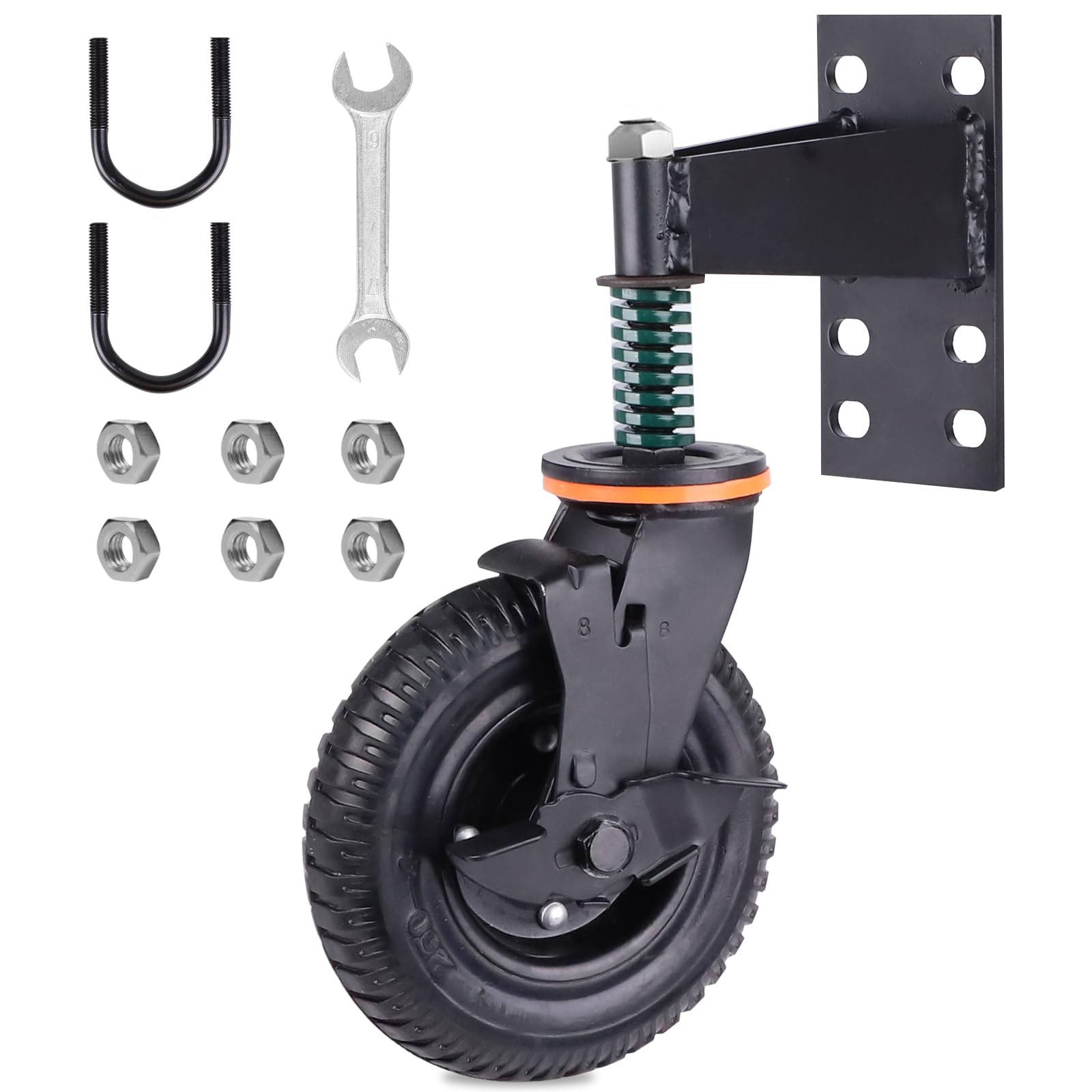 Smart4u 8 Inch Gate Wheel With Brake, 800lbs Heavy Duty Gate Wheel, 360 ...